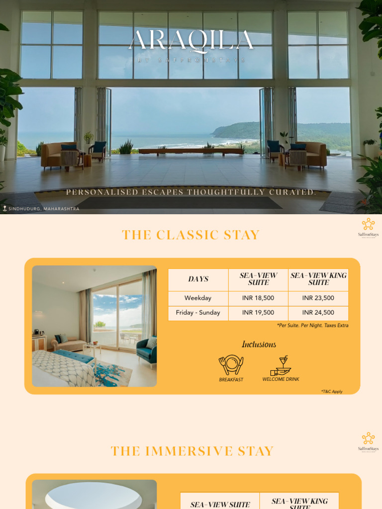 Araqila Stay Packages and Pricing | PDF | Meal | Cuisine
