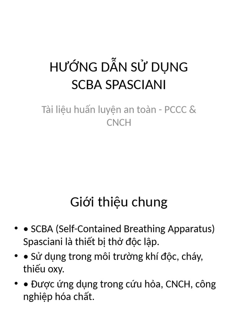 Huong Dan Su Dung SCBA Spasciani | PDF