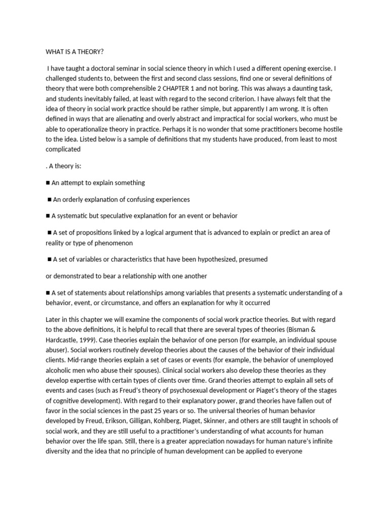 Understanding Social Work Theories | PDF | Theory | Methodology