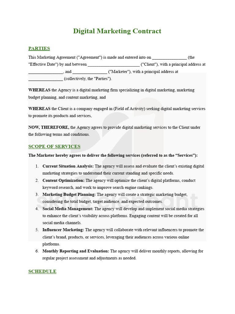 Digital Marketing Contract | PDF | Digital Marketing | Trade Secret