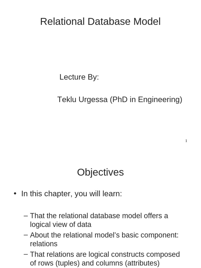 Lect 3 Relational Dtabase Models | PDF | Relational Model | Relational Database