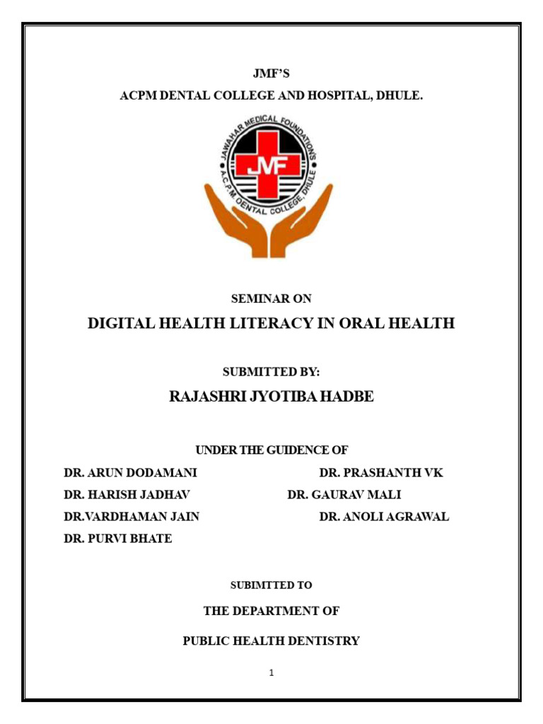 Digital Health Literacy in Oral Health | PDF | Incineration | Health ...