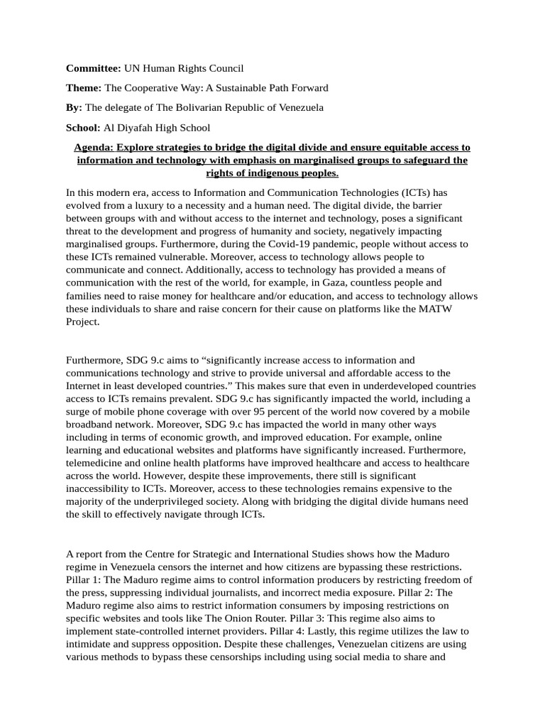 Position Paper ADMUN 2.5 | PDF | Information And Communications ...