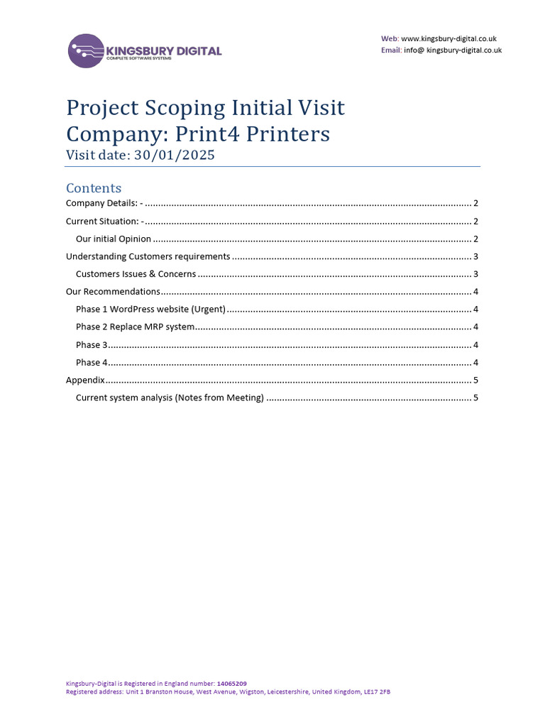 Project Scoping Initial Visit | PDF | Databases | Word Press
