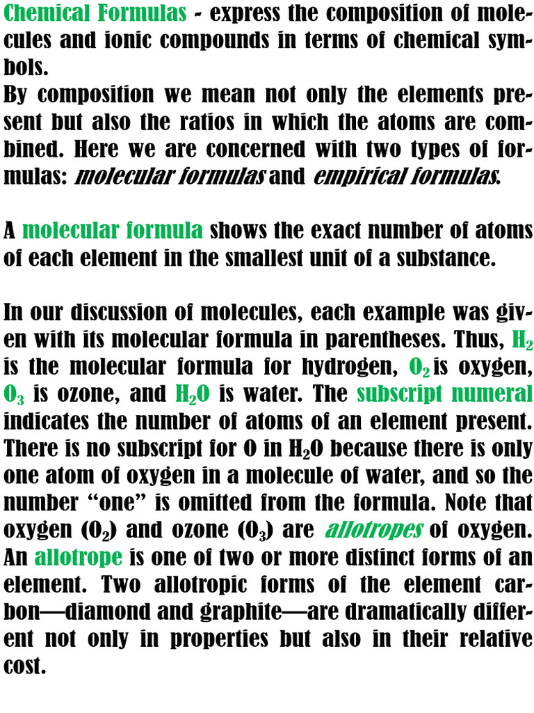 Understanding Chemical Formulas | PDF