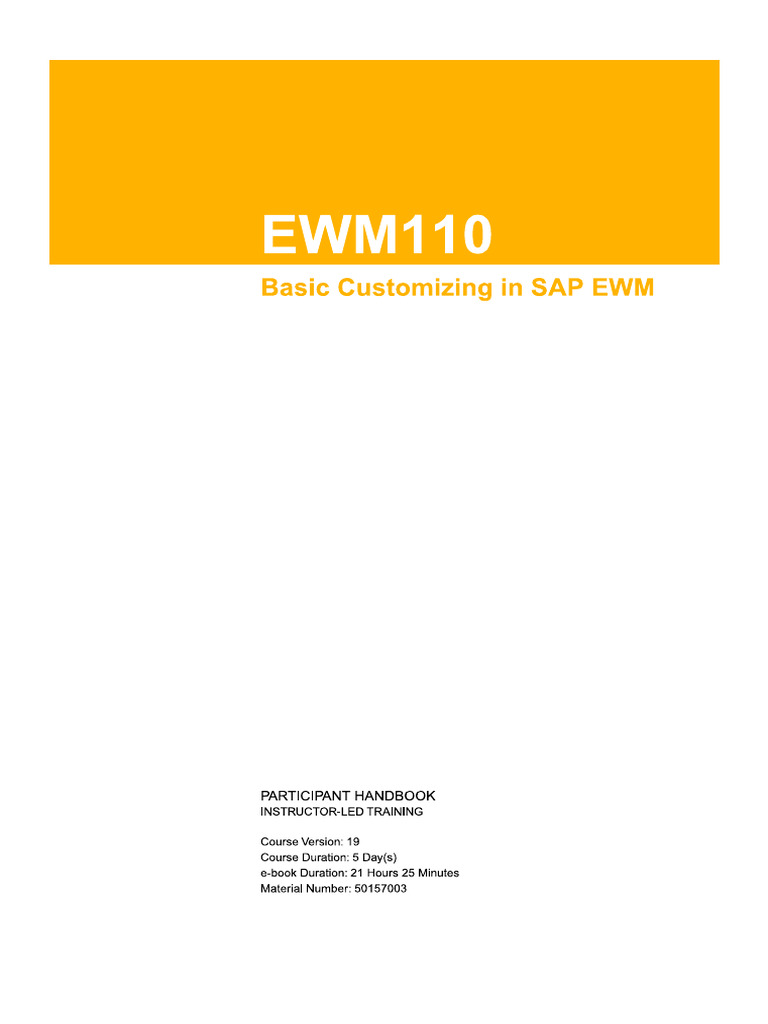 Unit 1 SAP Extended Warehouse Management (SAP EWM) System Environment | PDF