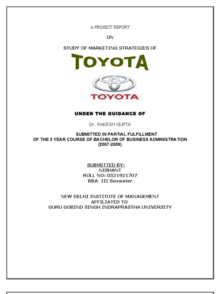 Marketing Toyota | PDF | Toyota | Competitive Advantage
