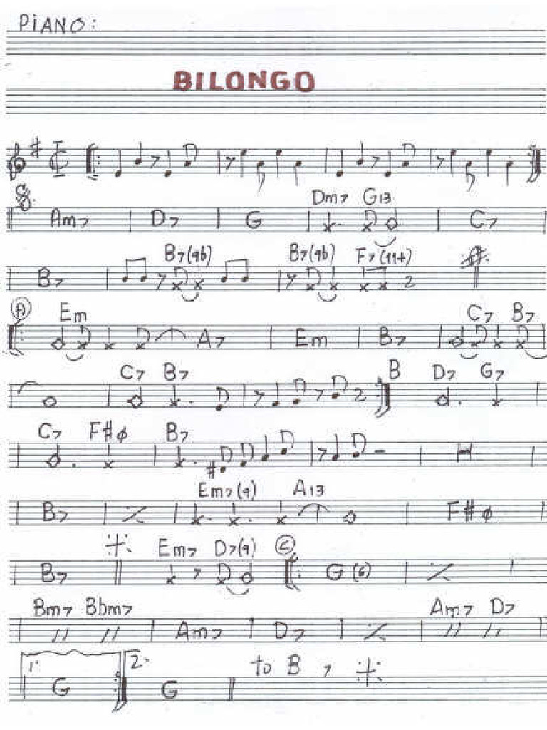 Bilongo - Piano | PDF