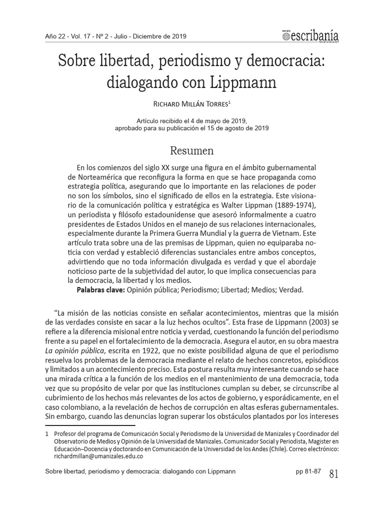 Millán Torres. Sobre Libertad, Periodismo y Democracia | PDF ...