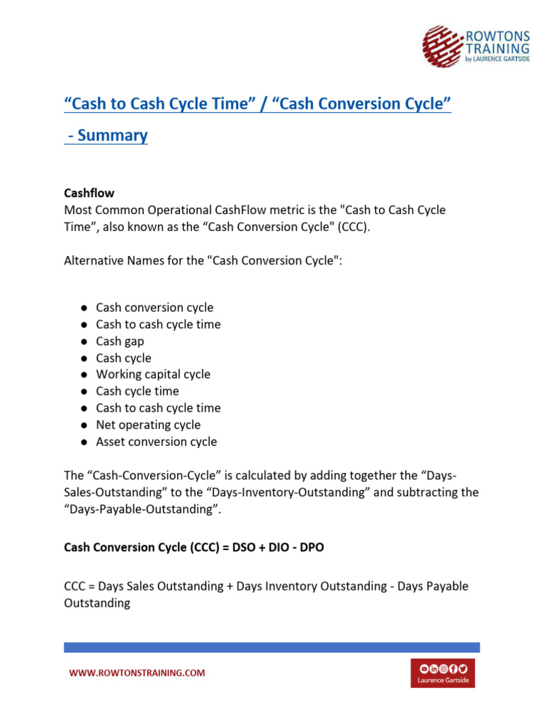 Cash to Cash Cycle Time Explained | PDF