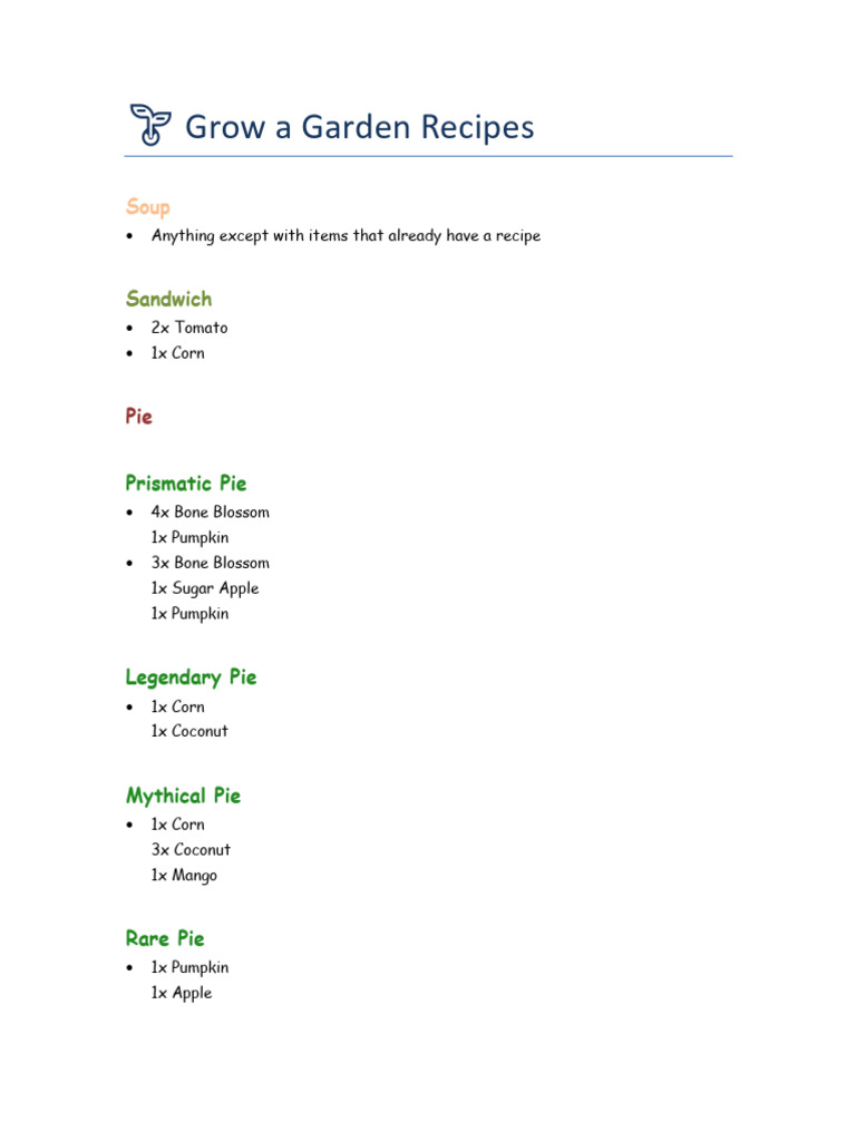 Grow a Garden Recipe Collection | PDF | European Cuisine | North ...