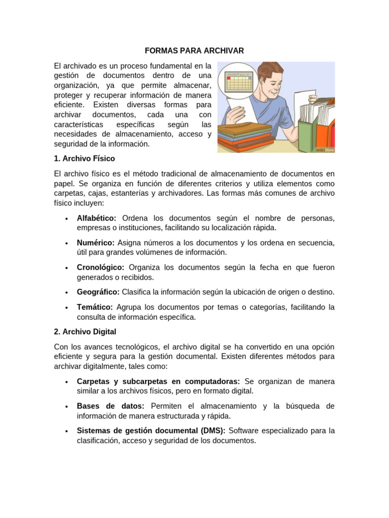 Formas de Archivar Documentos Eficazmente | PDF | La seguridad ...