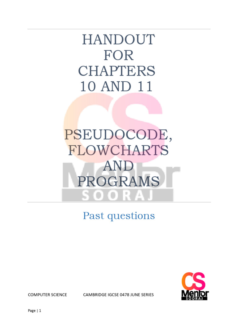 IGCSE Chapter10 11 Pseudocode Handout 241027 212017 | PDF | Data Type ...