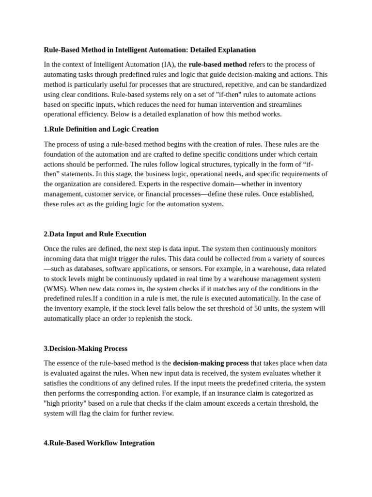 Rule-Based Method in Intelligent Automation | PDF | Automation ...