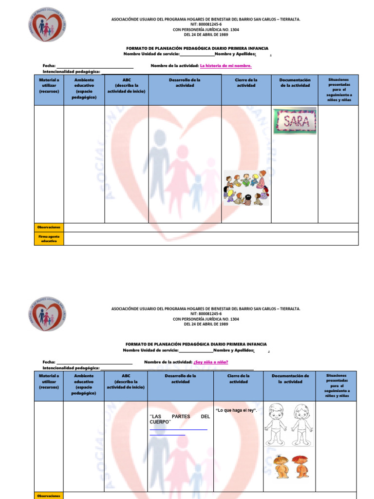 Planeacion Pedagogica Mes de Agosto | PDF | Higiene