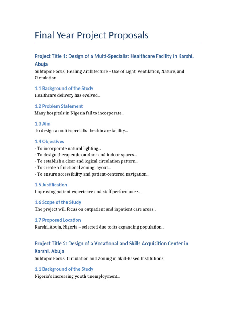 Project Proposals Architecture | PDF