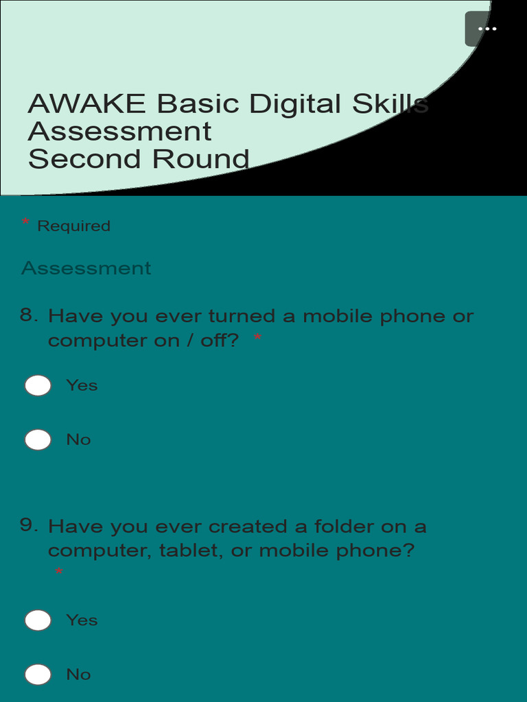 AWAKE Basic Digital Skills Assessment Second Round (Page 1 of 3) | PDF