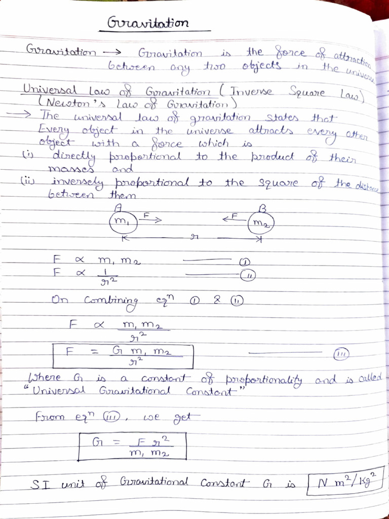 Class 9 Physics: Gravitation Notes | PDF | Nature | Volume