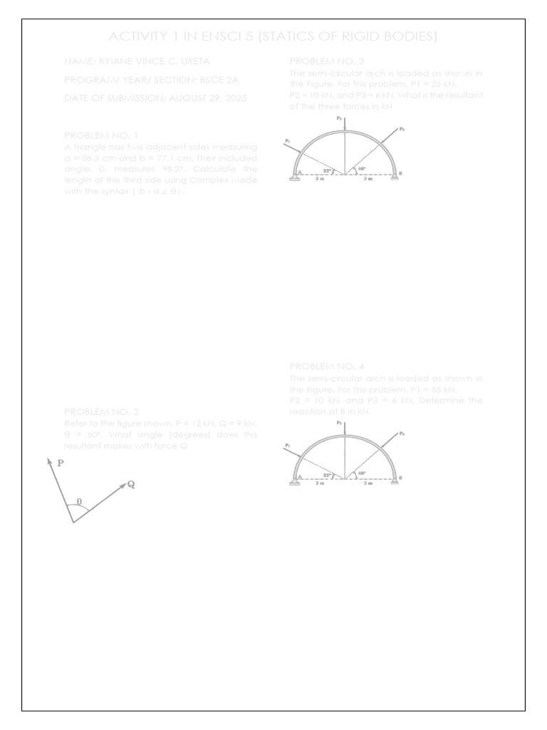 Statics of Rigid Bodies Problems | PDF | Force | Rotation