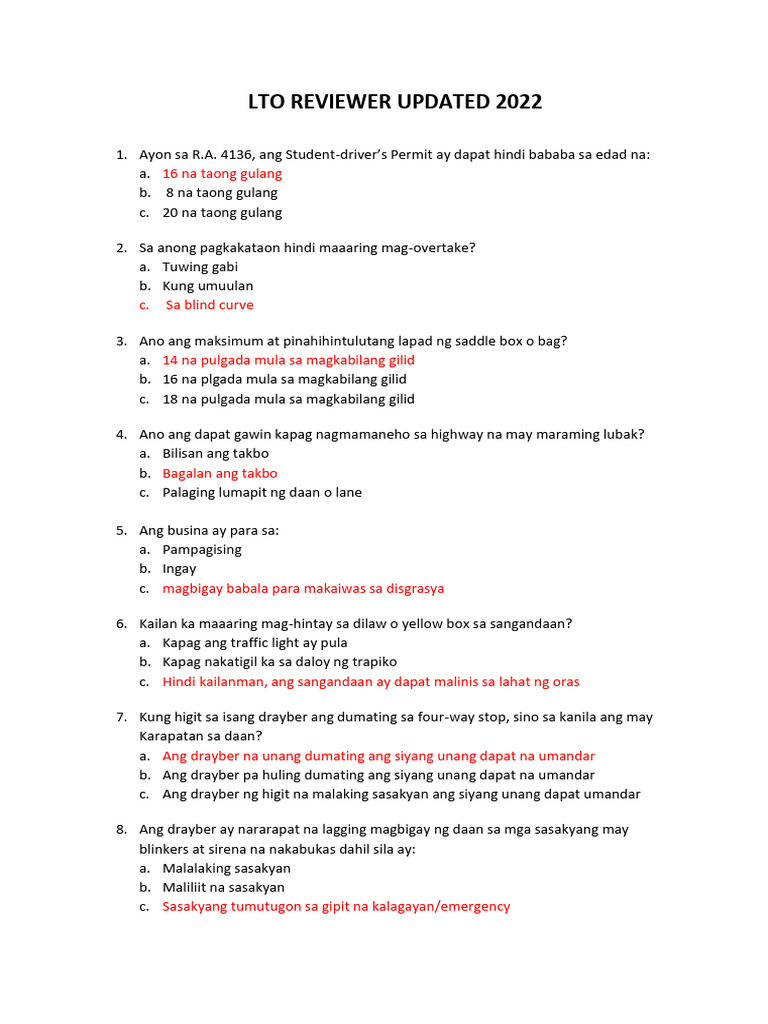Lto Reviewer Updated 2023 | PDF