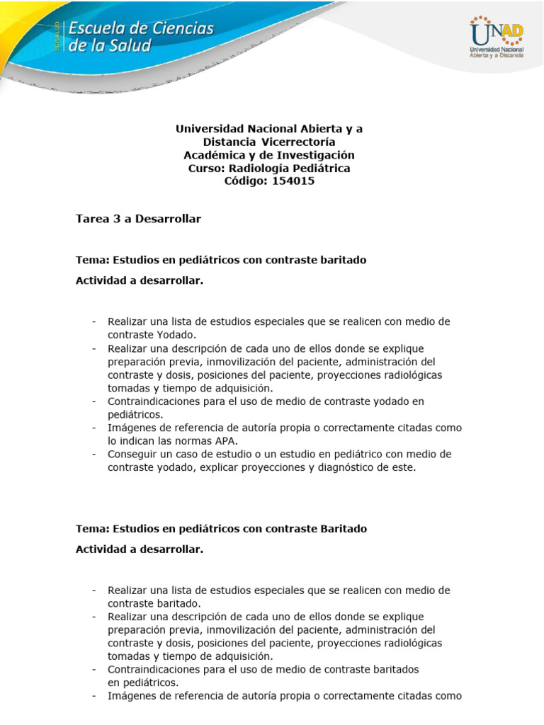 Estudios Radiológicos Pediátricos con Contraste | PDF