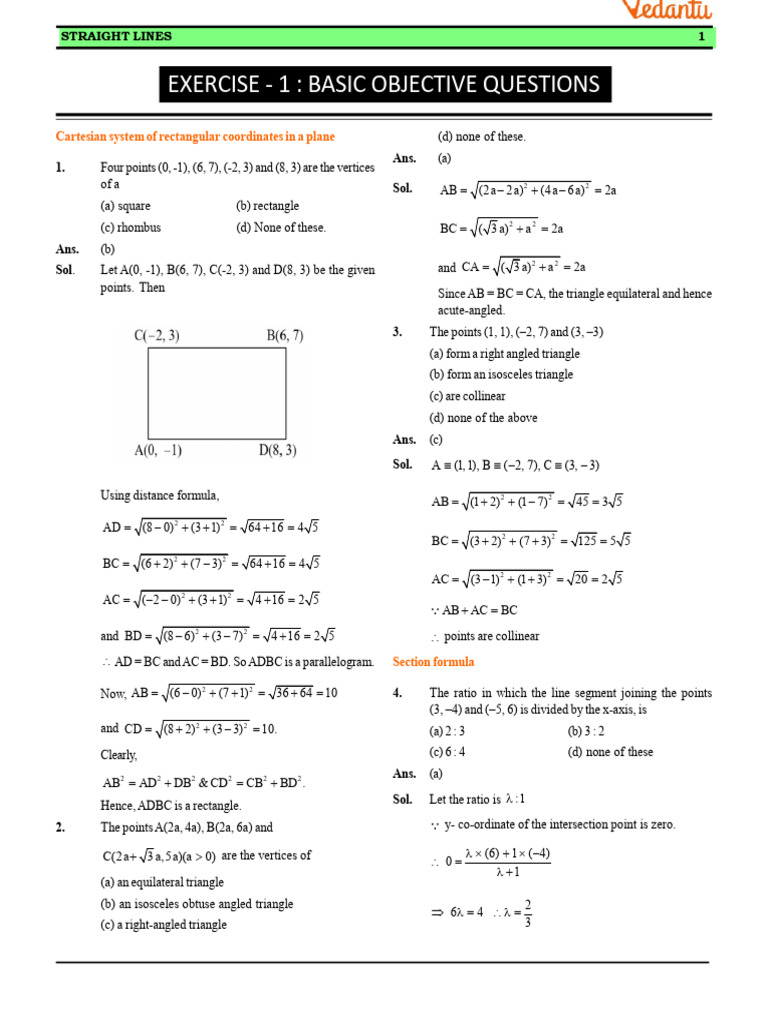 Straight Lines EX-1 | PDF | Triangle | Line (Geometry)