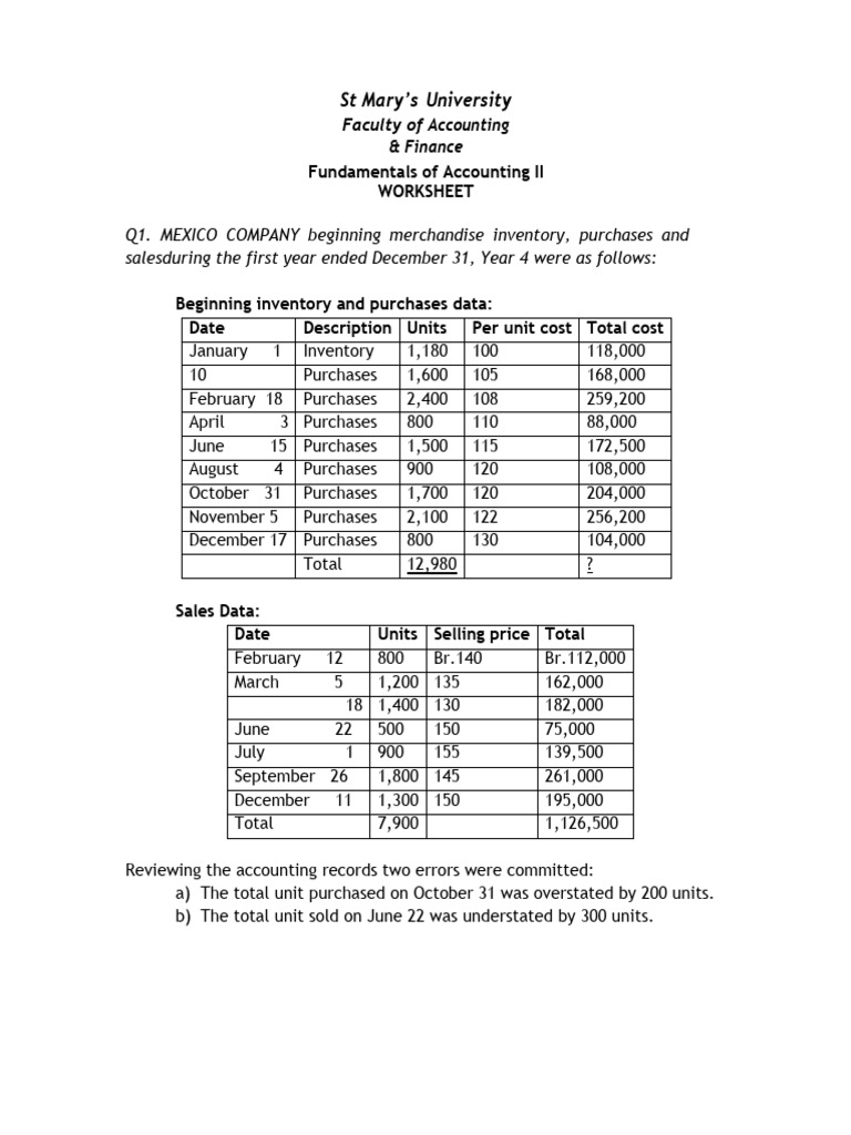 Work Sheet Fundamentals of Accounting II | PDF | Stocks | Equity (Finance)