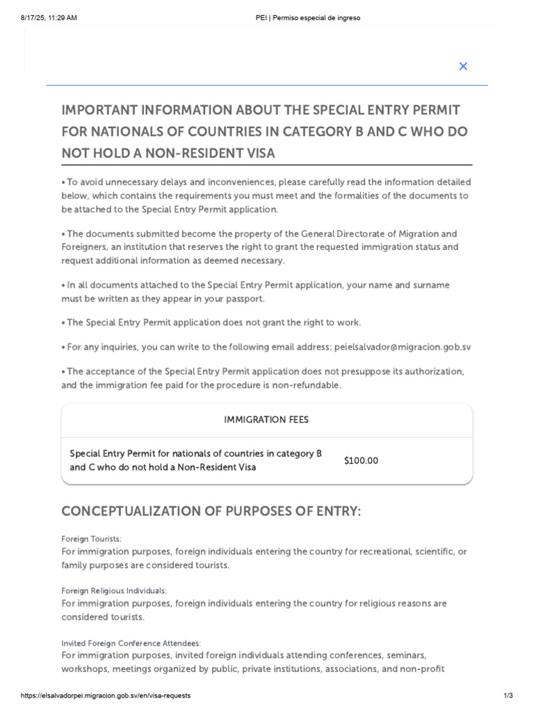 PEI Application Guidelines for El Salvador | PDF | Travel Visa | El ...