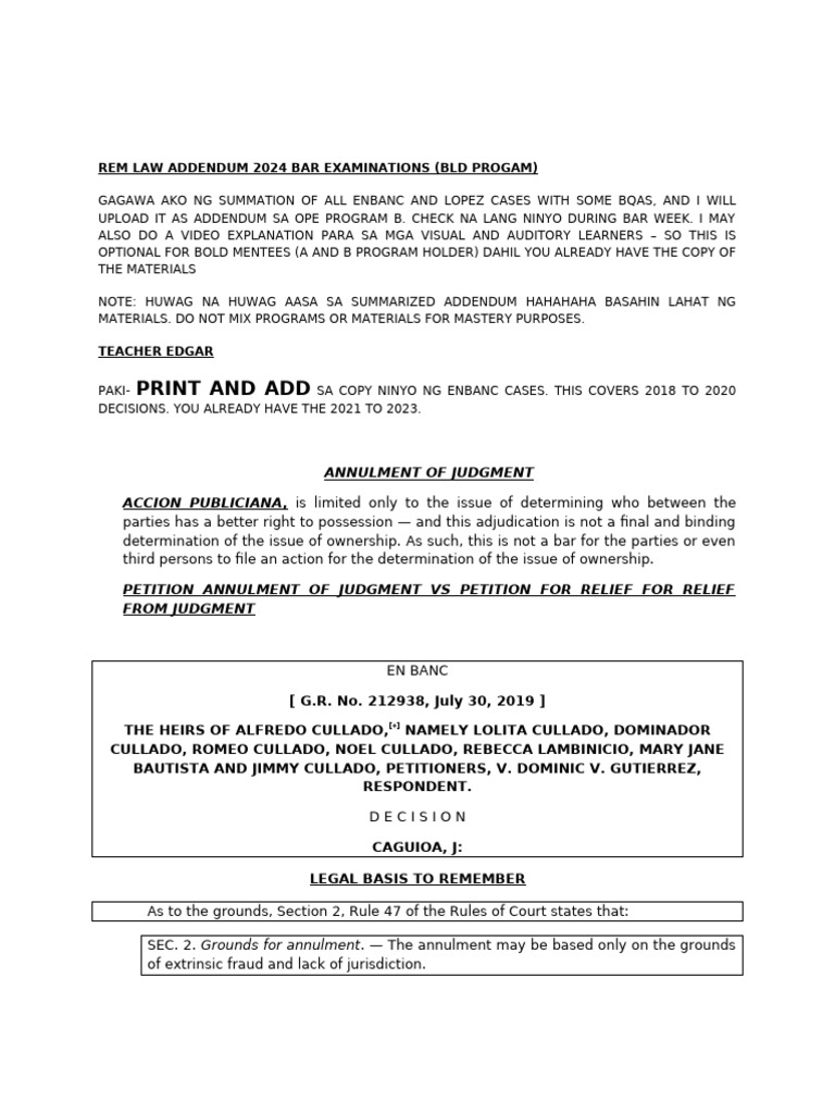 2024 Addendum Rem 2019-2020 Enbanc Cases | PDF | Lawsuit | Contempt Of ...
