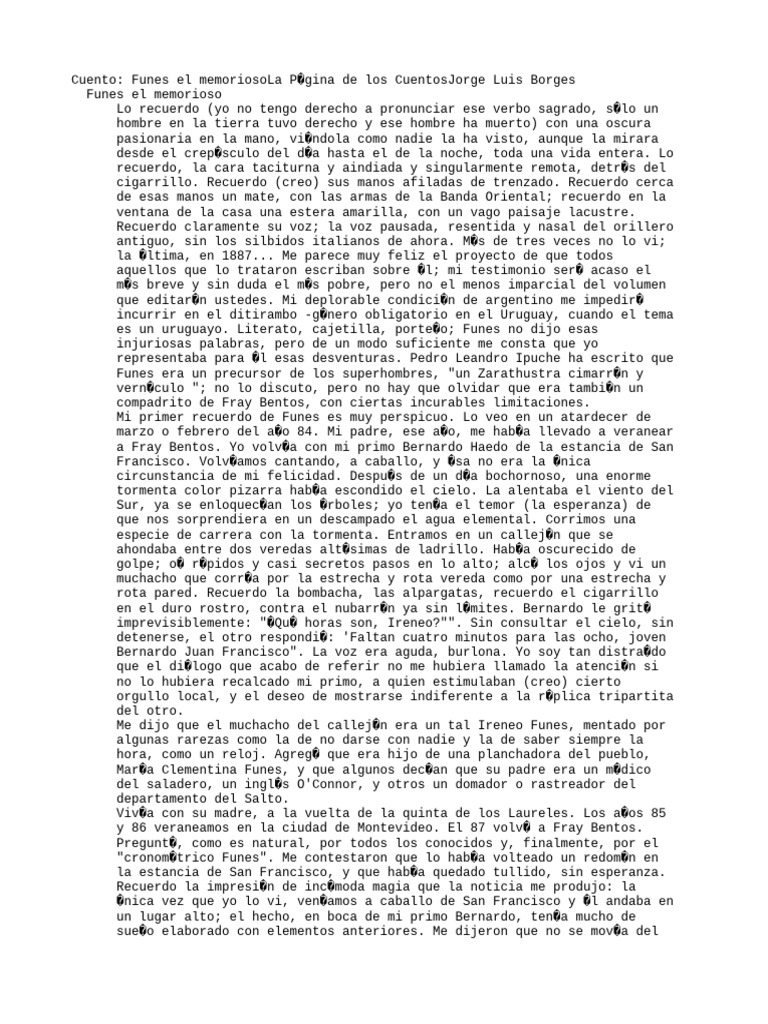 Cuento Funes El Memorioso | PDF