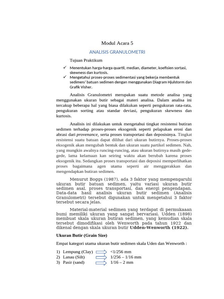 Analisis Granulometri Sedimen dan Ukuran Butir | PDF