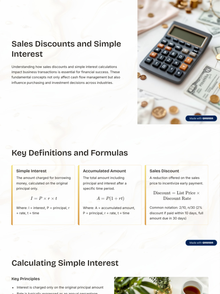 Sales Discounts and Simple Interest Explained | PDF | Interest ...