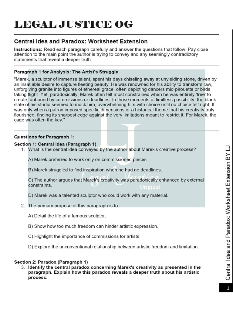 Paradox Worksheet for Analysis | PDF | Paradox | Wisdom