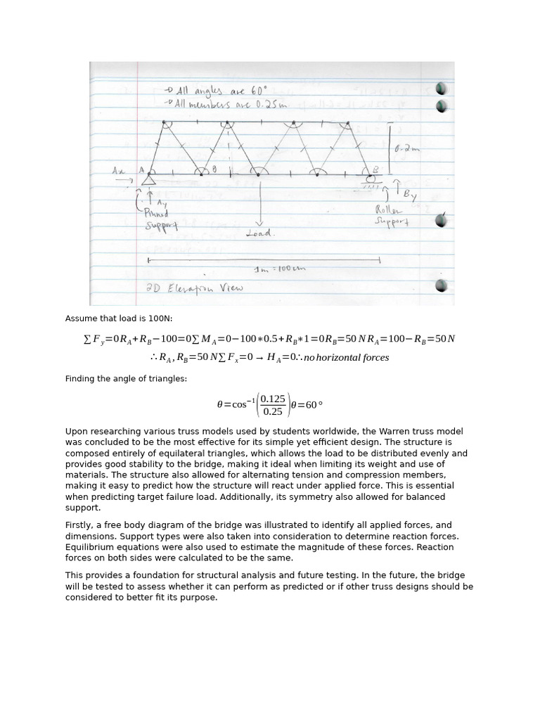 Warren Truss Analysis and Design Insights | PDF