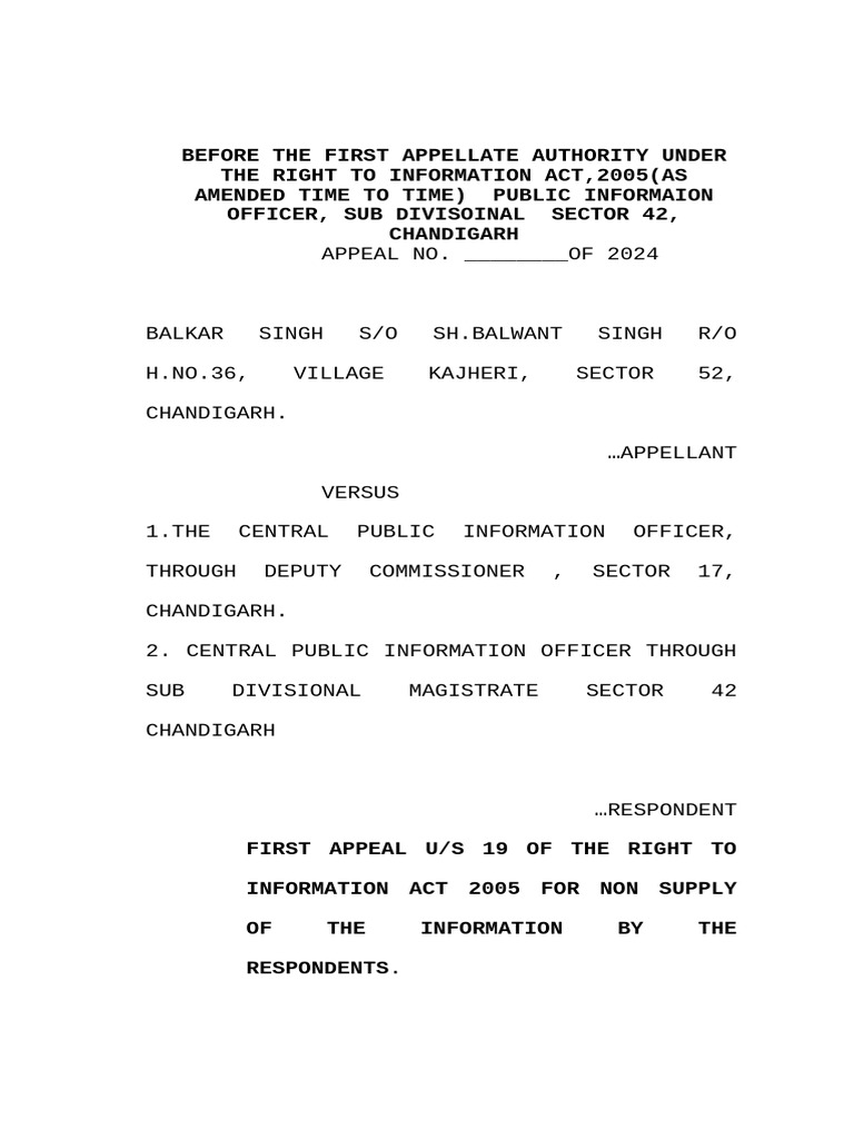 RTI Appeal for Non-Supply of Information | PDF | Value Added Tax | Taxes