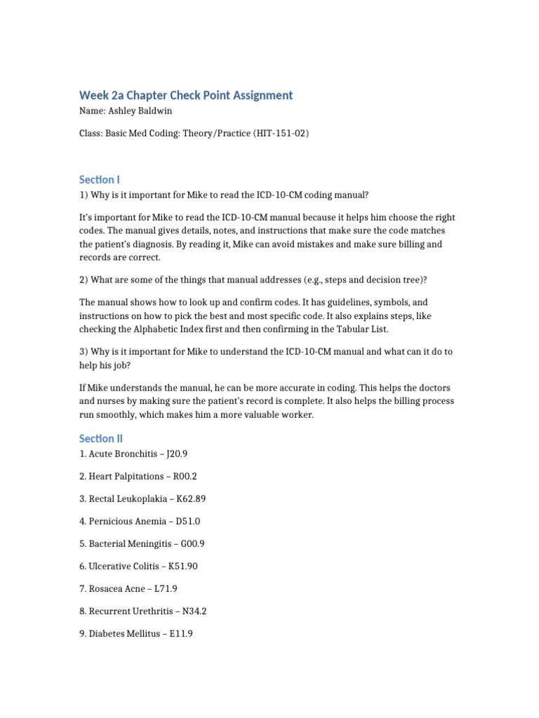 Week 2a Chapter Checkpoint Assignment | PDF