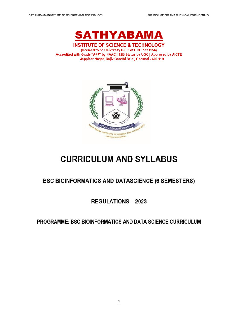 B.SC Bioinformatics and Datascience 2023 Regulations - Front-With ...