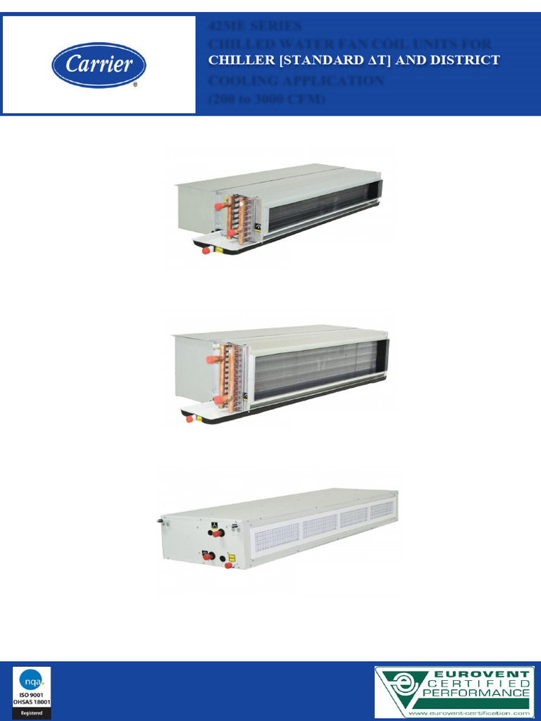 Carrier Chilled Water FCU Catalogue | PDF | Air Conditioning | Water