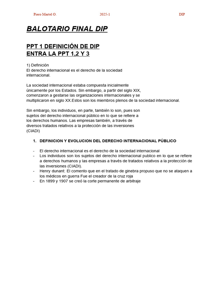 Balotario Final Dip | PDF | Autodeterminación | Tratado