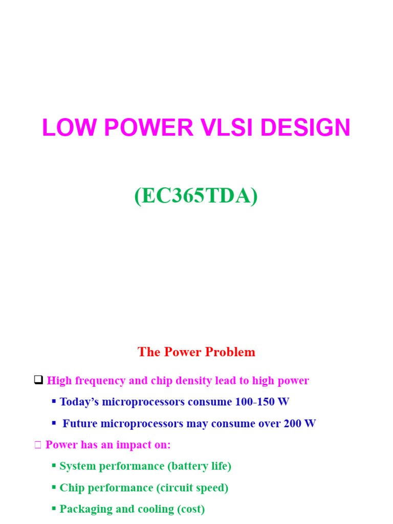 Unit1, Introduction LPVLSI | PDF | Cmos | Mosfet