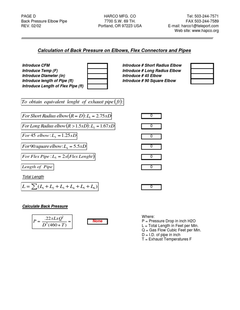 Backpressure CalculatorP | PDF