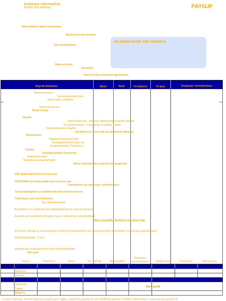 French Payslip Translated Into English | PDF | Impôts | Démographie ...