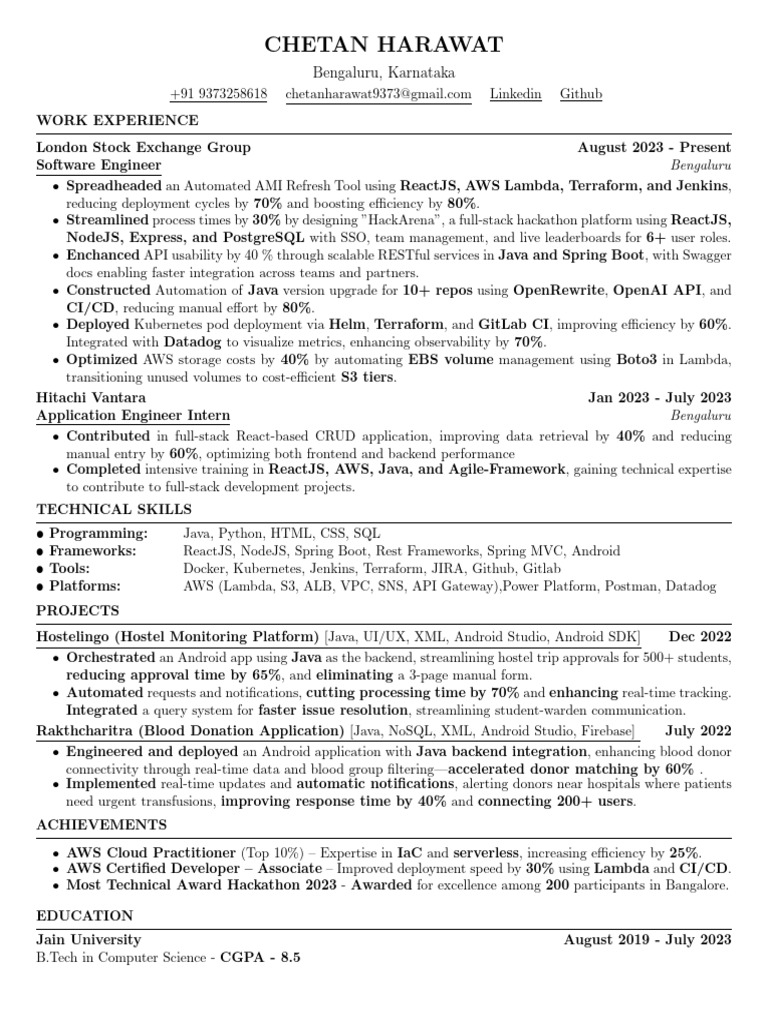 Chetan Harawat Resume | PDF | Amazon Web Services | Android (Operating ...