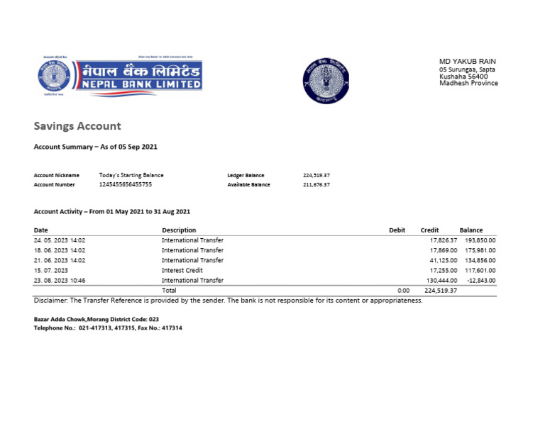 Statements Nepal Bank LTD | PDF