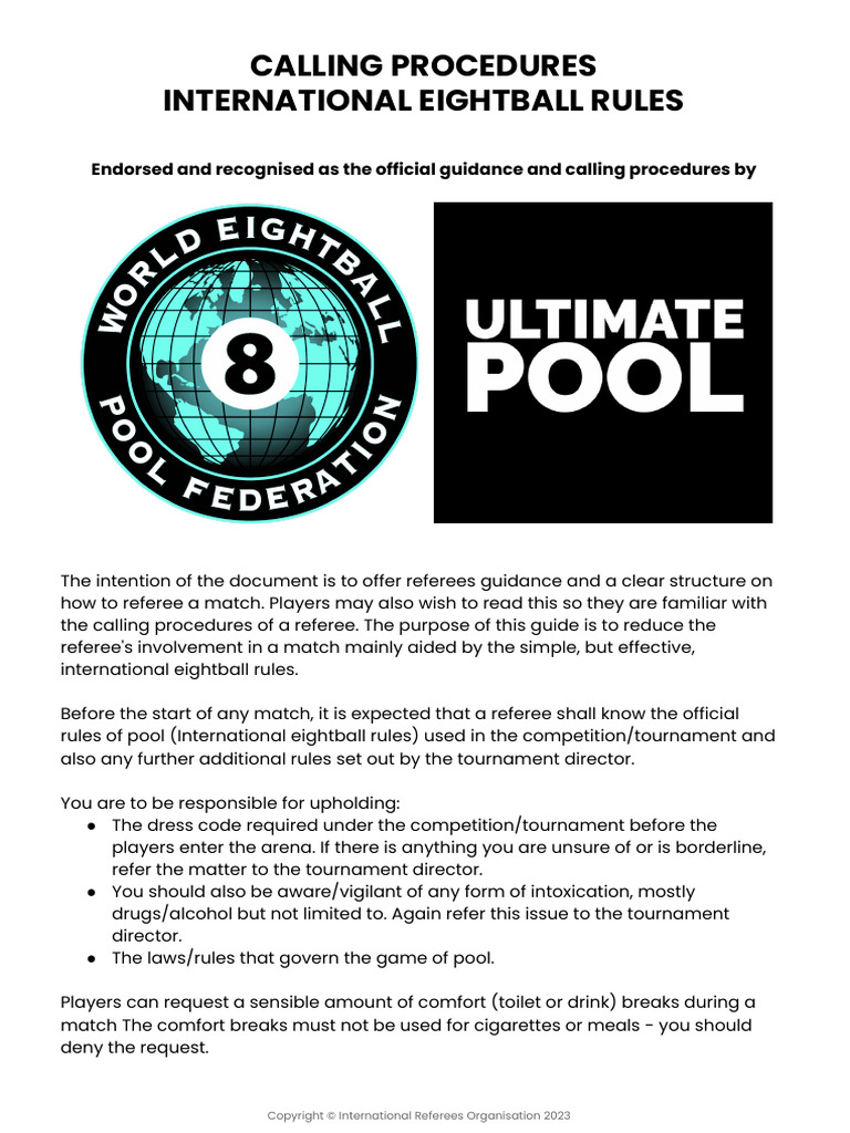 Eightball Referee Calling Procedures | PDF | Sports | Sports Rules And ...