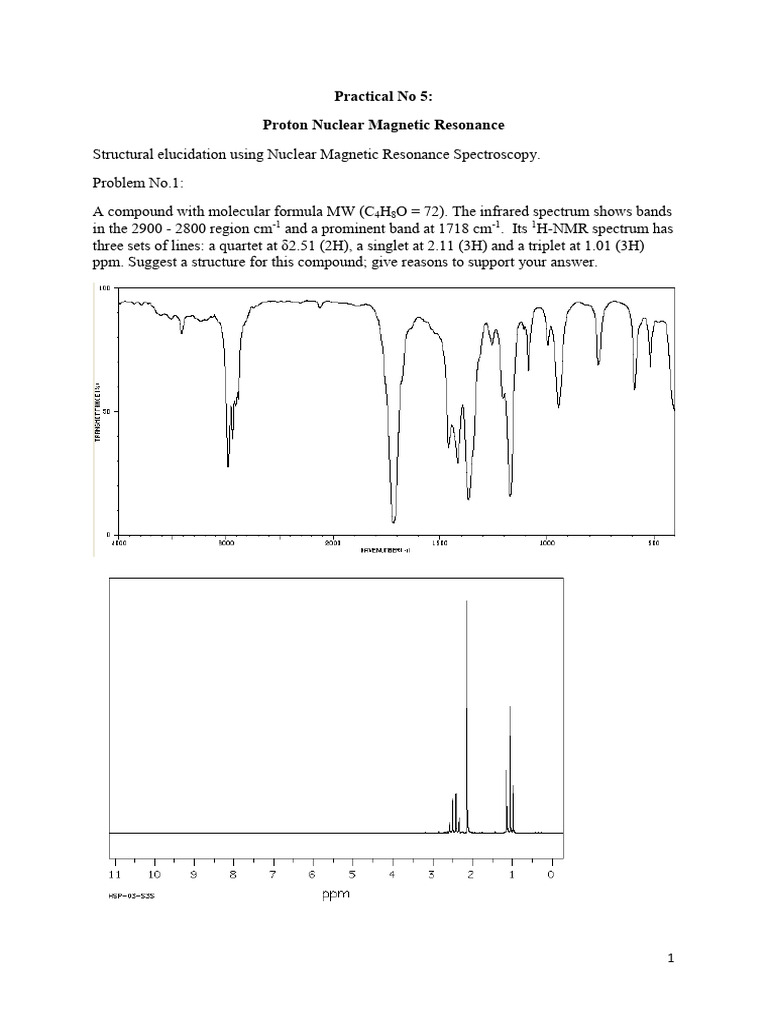 Practical No 5-NMR Spectros | PDF | Proton Nuclear Magnetic Resonance ...