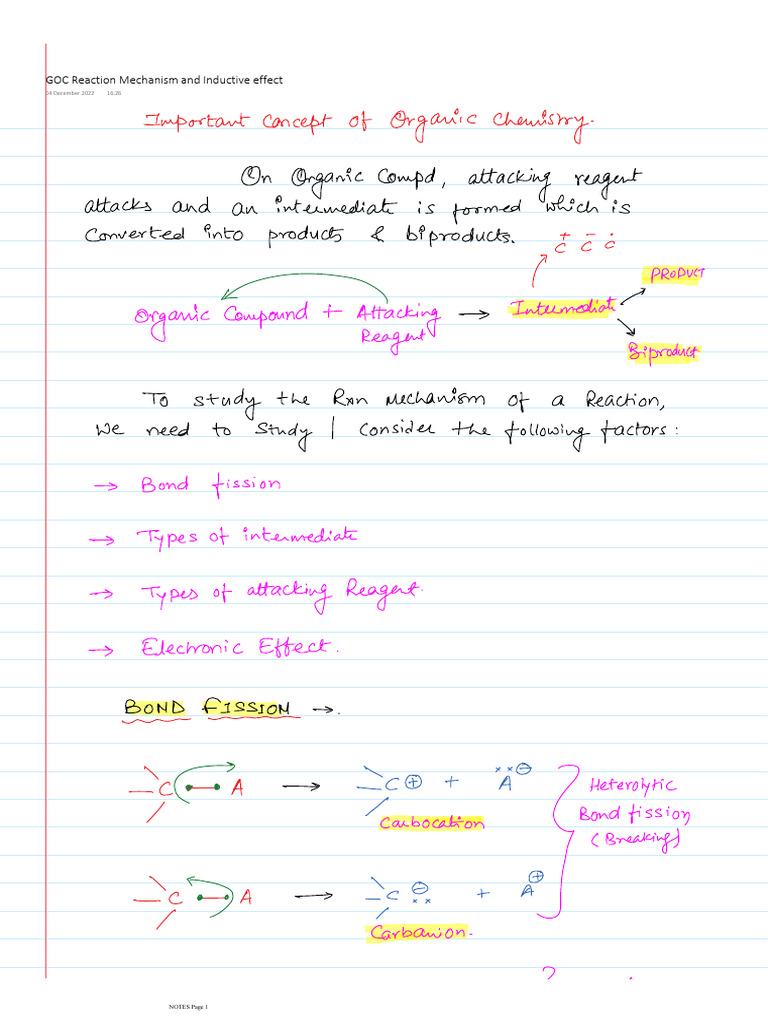 GOC Reaction Mechanism and Inductive Effect | PDF