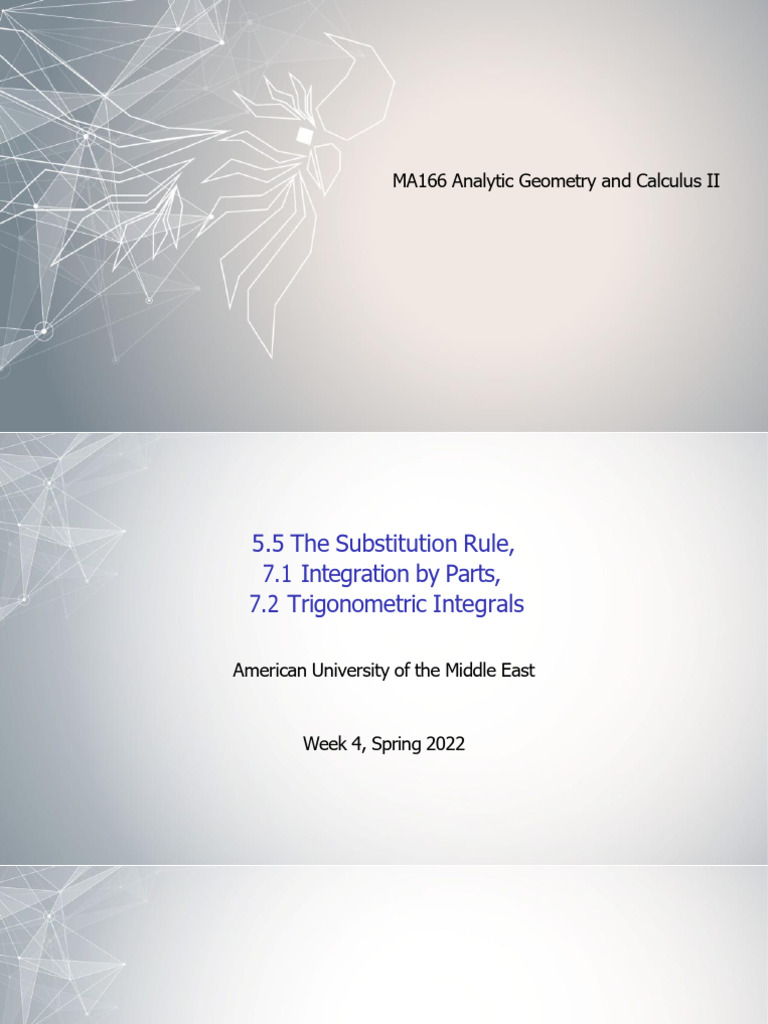 Substitution and Integration Techniques | PDF | Trigonometric Functions ...