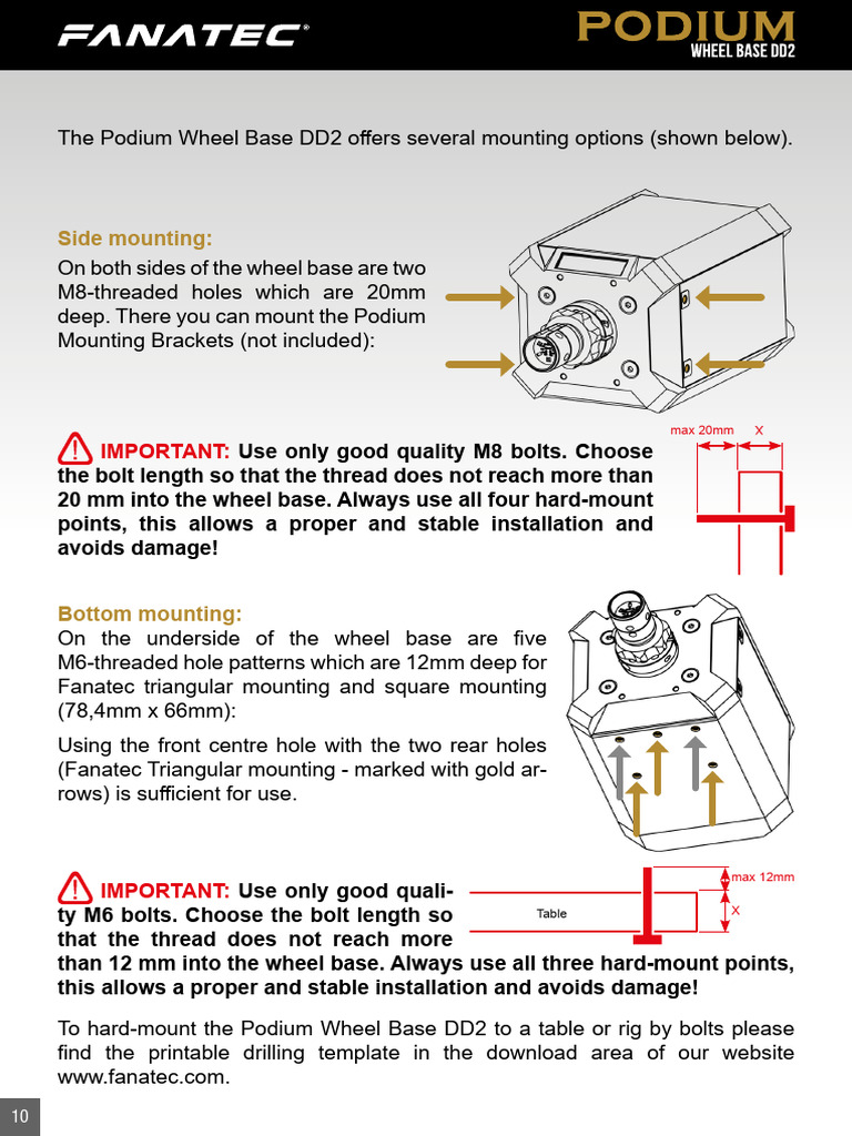 Podium Wheel Base DD2 Mounting Guide | PDF