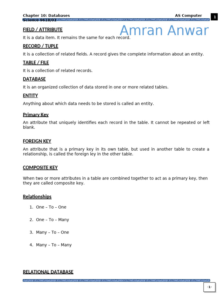 As CH 11 Part 2 Databases Normalisation | PDF | Relational Model ...